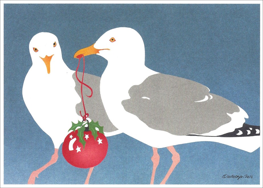 HC036 Herring Gulls Holiday Card - Crane Creek Graphics